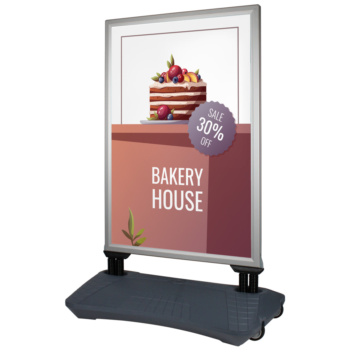 Waterbase Pavement Sign Swing Silver A1 - display-sign.co.uk